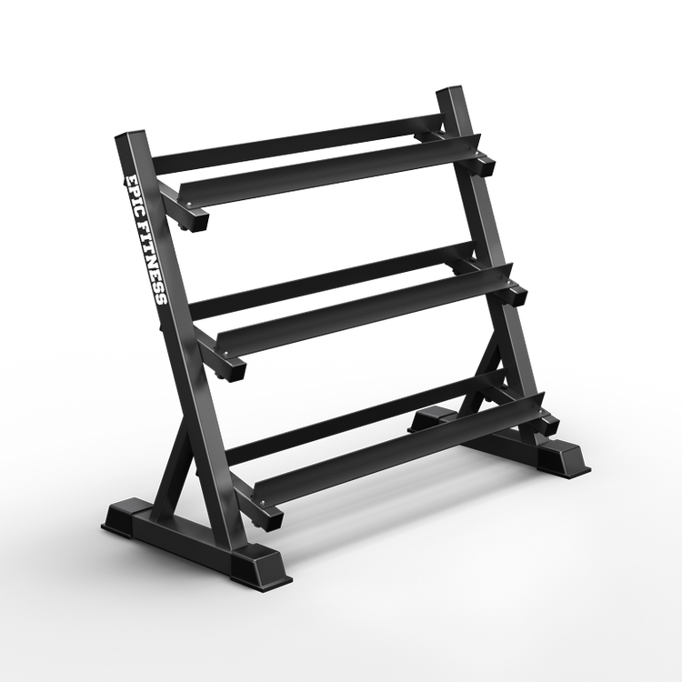 Complete 5-50LB 10 Pair Dumbbell Set with 3-Tier Horizontal Dumbbell R ...